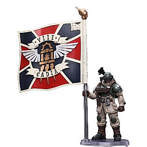 HiPlay JoyToy Warhammer 40K Collectible Figure: Astra Militarum Cadian Command Squad Veteran with Regimental Standard 1:18 Scale Action Figures JT7929 (Veteran with Regimental Standard)
