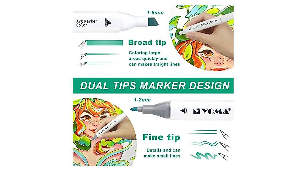 Y YOMA 168 Colors Dual Tip Alcohol Markers Set