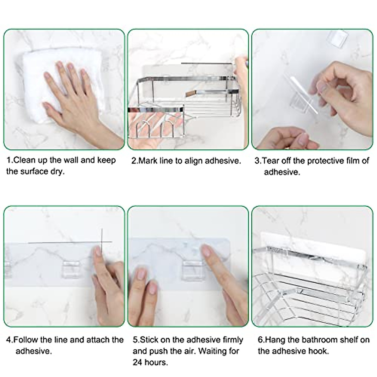 Fixwal 2 Pack Corner Shower Caddy, Adhesive Shower Corner Shelf Organizer with 4 Removable Hooks, No Drilling Shower Shelves for Bathroom Storage (Silver)