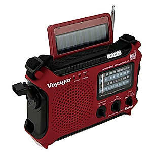 Kaito KA500IP-RED Voyager Solar/Dynamo AM/FM/SW NOAA Weather Radio with Alert and Cell Phone Charger, Red
