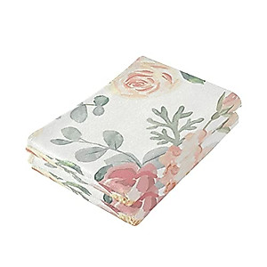Pink Rose Hand Towels Flowers Towel Set of 2 Summer Fall 28×14 inchs Small Bath Towels Soft Guest Face Towel Bathroom Decorations Thin Kitchen Tea Dish Towels