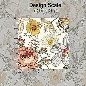 Blooming Wall Beige Multicolor Peony Daisy Peel and Stick Wallpaper Self Adhesive Wall Mural Wall Decor, 14.5 Square Ft/Roll