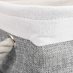 uxcell Storage Baskets with Cotton Handles Foldable Storage Bins Laundry Clothes Towel Box Organizer W Drawstring Closure for Home Shelves Closet Gray 14.6" x 10.2" x 4.7"