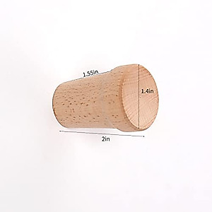 mdkaba ack of 6, Beech Wood Natural Wooden Coat Hooks, Wall Mounted Single Wall Wood Hook Rack,