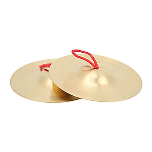 Jerliflyer Crash Cymbal, Yellow Brass Teaching Tool Cymbal Musical Instrument Hang to Storage Loud Voice Crash Cymbals with Red Lanyard for Kids, Adults