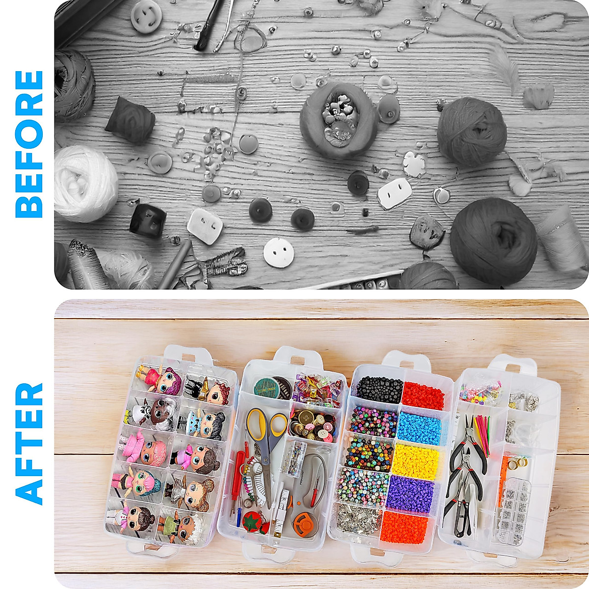 Bins & Things 40-Compartment Organizer for LOL Dolls - Beads and Craft Storage, Compact Toy Organizer for Small Toy Figures - Portable, Durable Storage Solution