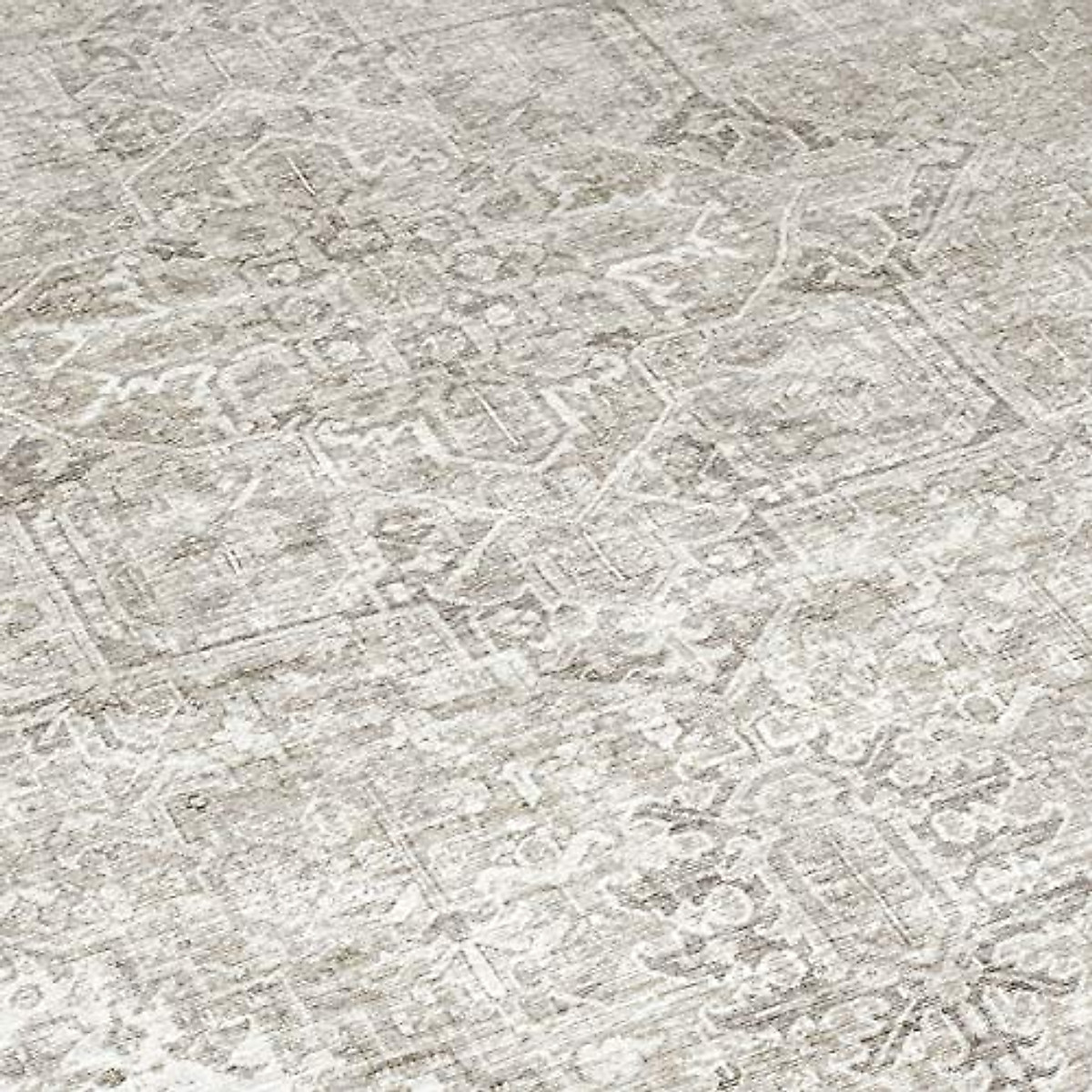 ReaLife Machine Washable Rug - Stain Resistant, Non-Shed - Eco-Friendly, Non-Slip, Family & Pet Friendly - Made from Premium Recycled Fibers - Vintage Distressed Traditional - Beige Ivory, 7'6" x 9'6"