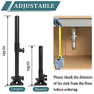 Undermount Sink Mounting Brackets, Stainless Steel Adjustable kitchen sinks undermount Legs Installation and Repair Kit Support System with Waterproof Gloves.(13.8-23.6inches)