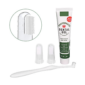 Pet Dog Tooth Brushing Kit - Dog Finger Toothbrush, 360° Toothbrush & Beef Flavor Toothpaste for Dogs Puppy Cats Teeth Oral Cleaning, Fresh Breath, Reduces Plaque & Tartar Buildup Dental Care Kit
