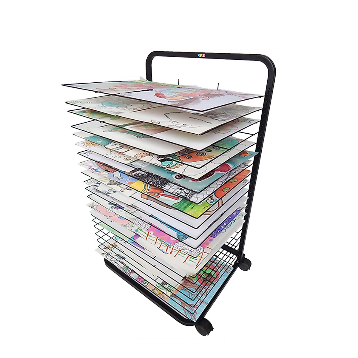 DONGYUE Art Drying Rack for Art Metal Wire Work Display Rack, Art Carts with Wheels for Classroom Art Studios and Home Use. Drying & Print Racks (Size : 57x47x97(25 Layers))