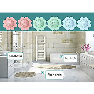 6PCS Drain Hair Catcher Shower Drain Covers Durable Silicone Hair Stopper,Bathtub and Shower Drain Protectors for Bathroom Bathtub and Kitchen