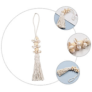 Happyyami 2pcs Wedding Tassel Coastal with Household Garland Shells Wooden Pendant Shell Cotton Beads Delicate Wood Pastoral Nautical Bead Boho Decor for Farmhouse Decorations Cowrie Tray