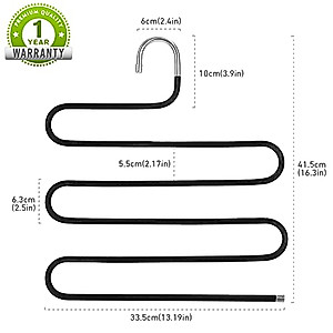 3 Pack Velvet Pants Organizer Space Saving - 5 Tier Closet Organizers and Storage Pants Rack- GIGPADE Non Slip Jean Hangers Pants Trouser for Closet, Scarf Pants Organizer(Black)