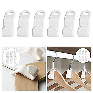 Prettyia 6X Heavy Duty Clothes Hanger Connector Connection Hook, Closet Space Saving Outfit Hangers Extender Clips Flocking Coat Hanger Extend Hook