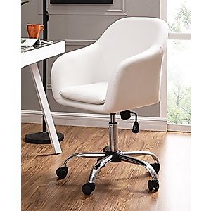IDS Online Faux Leather Office Desk Swivel Chair, White