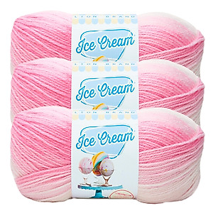 (3 Pack) Lion Brand Yarn ice Cream Baby Yarn, Strawberry
