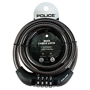 POLICE Bike Lock Cable, Combination Bicycle Lock, Cable Lock for Outdoor Equipment, 5ft