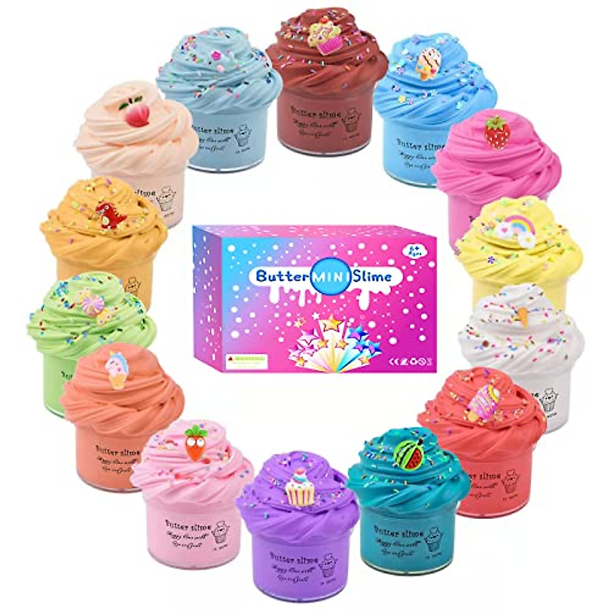 14 Pack Slime Kit Super Mini Butter Slime,Different Kinds of Color Scented Funny Slimes,Soft and Non-Sticky for Girls and Boys,Party Favor Gifts