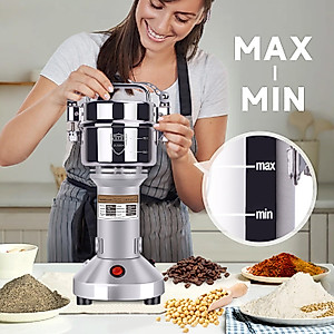 Goldtouch 150g Grain Mill Grinder 1500W Electric Stainless Steel Grain Grinder High-Speed Pulverizer Powder Machine for Dry Wheat, Oats, Corn, Pepper and Coffee Beans (150g Stand Type)