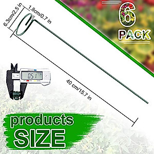 Dreecy 6 Pack 16 Inch Orchid Support Stakes with 12 Pcs Clips, Sturdy Metal Floral Flower Support Garden Single Stem Plant Stakes for Amaryllis Orchid Tomatoes Lily Rose Peony,Dark Green