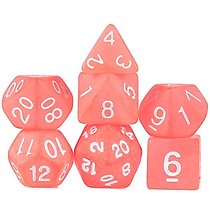 Wiz Dice Forge Embers Set of 7 Polyhedral Dice, Semi-Translucent Matte Finish Hunter Orange Tabletop RPG Dice with Clear Display Box