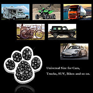 SAVORI Paw Valve Stem Caps Car Accessories Bling Handmade Crystal Rhinestone Universal Tire Valve Dust Caps 4 Pack fit for Car Auto SUV Truck Bike Wheels (Black)