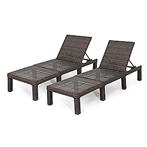 Christopher Knight Home Jamaica Outdoor Wicker Chaise Lounges without Cushions, 2-Pcs Set, Multibrown