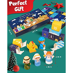 Nativity Advent Calendar 2023 Kids, Christmas Story Nativity Playset Christian Advent Calendar for Toddlers, Kids, Boys, Girls, 25pcs Nativity Scene Set Toys for Children Ages 1 2 3 4 5 6+