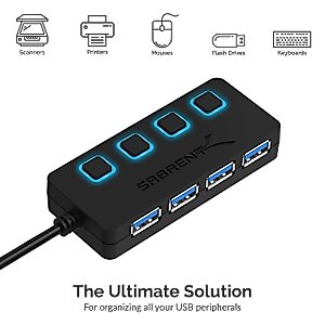 USB External Stereo Sound Adapter for Windows and Mac + SABRENT 4-Port USB 3.0 Data Hub