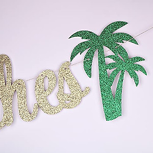 PALASASA Drink Up Beaches Banner- Hawaii Luau Tropical Party Bachelorette Wedding Party Birthday Party Gold Glittery Decoration Supplies (Gold)