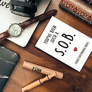 OJsensai Funny Boss Day Card, Humorous Card for Boss, Rude Card from Employee, Birthday Card for Boss Lady, You've Been Such A SOB