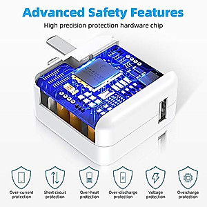 12W USB Wall Charger Compatible with iPad 4/ Mini 2 3 4 / Air 2/ Pro 12.9 / iPhone Xs Max/XS/XR/X/ 8 7 6s 6 Plus,Foldable Portable Travel Block Plug and 1 Pack Lightning Cable