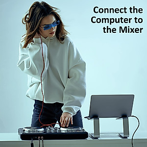 1/8 to Dual 1/4 Stereo Cable 100 Feet, 3.5mm TRS to 2 x 6.35mm TS Mono Y Splitter Audio Cord Adapter, Oxygen-Free Copper, OD:5.0MM, for PC, Mixer, Speaker, Home Stereo System with 5 Cable Ties