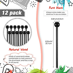 12 Pcs Glockenspiel Mallets Drum Mallets Percussion Xylophone Mallets 8.5 Inch Wood Mallets Percussion Sticks Rubber Head with Storage Bag for Xylophone Glockenspiel Marimba Bell Chime