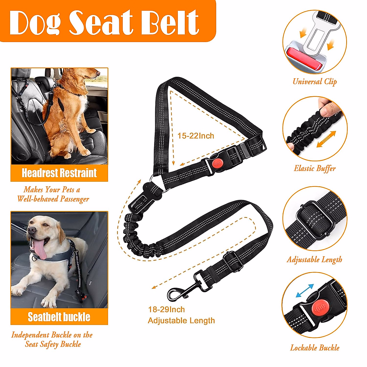 LOBEVE No Pull Dog Harness, Collar & Leash Set | Includes Dog Seat Belt, Collapsible Bowls & Poop Bag Dispenser. Ideal for Training, Walking, Hiking. Fits Small to Large Dogs(Black-M)