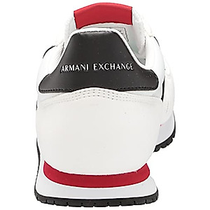 A|X ARMANI EXCHANGE mens Lace Up Logo Sneaker, Optical White + Black, 9 US