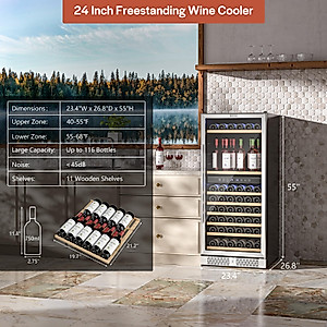 Empava Fridge Cooler Enthusiast Wine Refrigerator, 116 Bottles Dual Zone, Stainless Steel