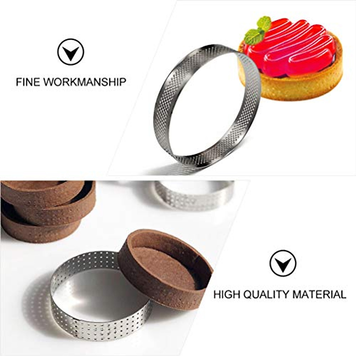 GARNECK Stainless Steel Tart Ring Cake Mousse Ring Round Cake Molds Cake Rings Perforated Cutter Round for Home Kitchen Bakeware 15CM
