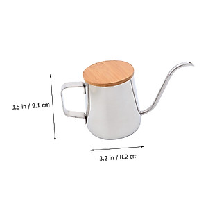 LABRIMP Goose Neck Teapot Kettle Espresso Long Neck Kettle Juice Jug Dispenser Small Coffee Pitcher Vacuum Coffee Pot Coffee Maker Hand Pour Pot Wooden Stainless Steel