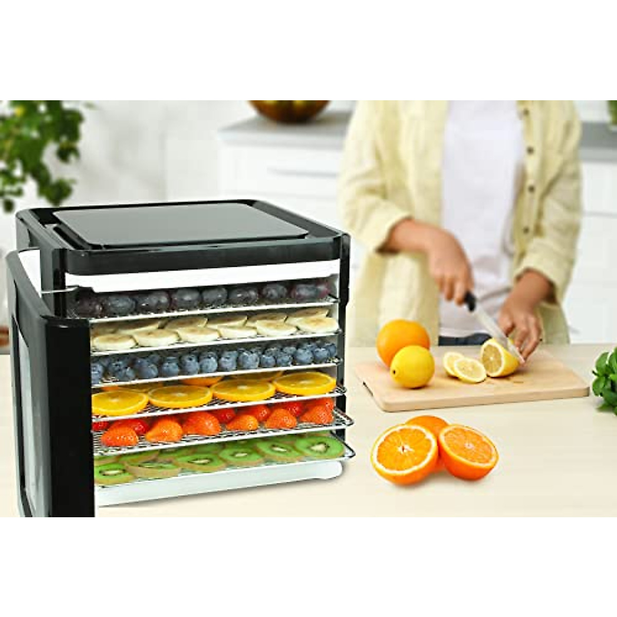 Nebula Food Dehydrator with 6 Stainless Steel Trays, LED Touch Control Design, Adjustable Digital Temperature 35-70C and 48 Hour Timer, Food Dryer for Fruit, Veg, Meat, Mushroom, Herb, Seed