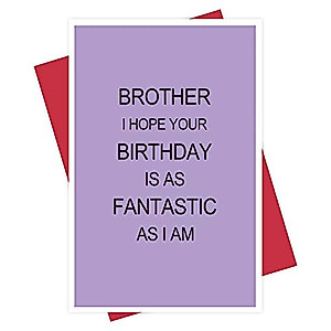 Birthday Card for Brother, Funny Brother Birthday Card, Brother I Hope Your Birthday Is As Fantastic As I Am