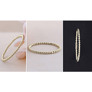 Dazzlingrock Collection 1.4mm Beaded Style Minimalist Ball Chain Design Wedding Band for Her in 10K Yellow Gold Size 7