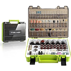 TARCHER Rotary Tool Accessories Kit 420pcs, 1/8", 3/32" and 1/16" Collets Shank Electric Grinder, Universal Fitment with Carrying Case for Cutting, Grinding, Sanding, Drilling, and Polishing