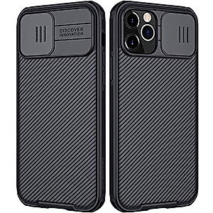 imluckies Compatible for iPhone 12/12 Pro Case with Camera Cover, Hard PC Back & Soft Bumper, Protective & Slim Fit, Camera Protection Case for iPhone 12&12 Pro 6.1" 2020-Black