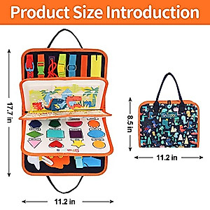 TUNJILOOL Busy Board Montessori Toy for 1 2 3 4 Year Old Toddlers, Quiet Book Sensory Toys Educational Travel Toys Car Activities for Boys Girls Gift (Dark Blue)