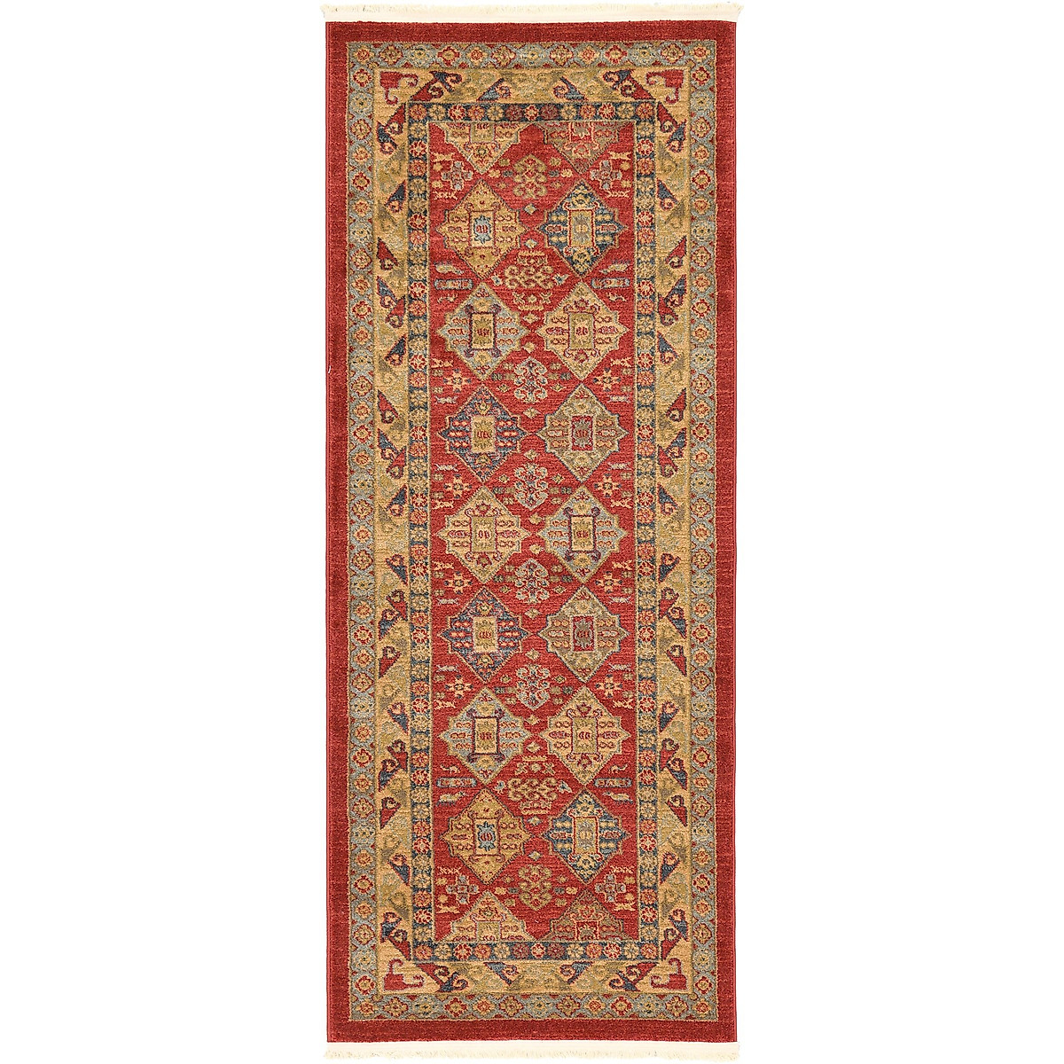 Unique Loom Sahand Collection Border Floral Geometric Area Rug (2' 7" x 6' 7" Runner, Red)