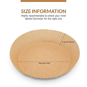Air Fryer Liners - 100pcs Air Fryer liners Disposable | Heat Resistant, Oil-Proof & Water-proof Paper Parchment for Baking & Cooking | Food Grade Parchment for Air Fryer, Steamer, Microwave | 6.3”