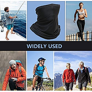 Ice Silk Cooling Face Scarf for Dust Outdoors,Buff Face Mask Fishing Balaclava Bandana with 2 Ice Silk Sleeves, Set of 3(Black)