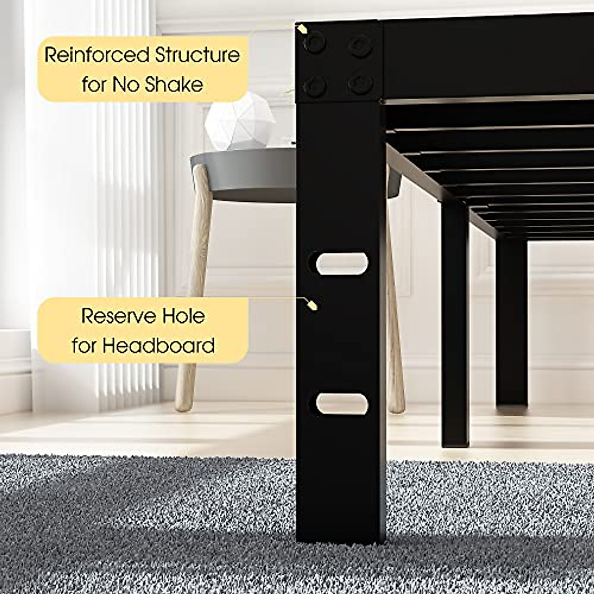 45MinST 3600lbs Heavy Duty Bed Frame,14 Inch Sturdy Steel Slat Mattress Foundation, Metal Reinforced Platform Box Spring Replacement, Easy Assembly with Quick Lock, Cal King