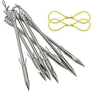 ZHUOCE 10 Pcs Stainless Steel Fish Hunting Arrows Crossbow Fishing Arrows Arrowheads Slingshot Catapult Bow Fishing Arrows Broadheads Dart Slingshots Bowfishing Arrowhead Hunting Tips Points
